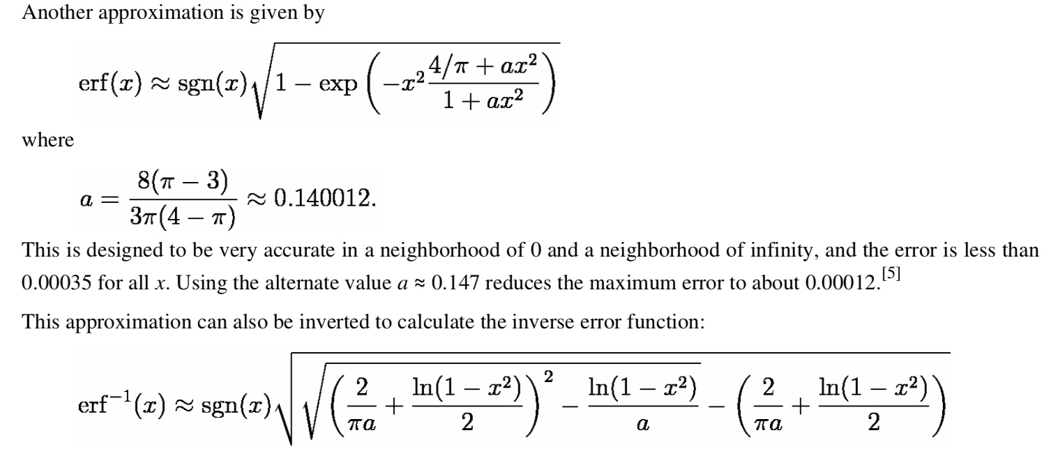 误差函数、补误差函数、逆误差函数和累积分布函数